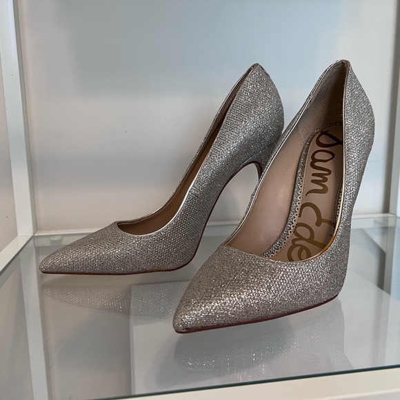 Sam Edelman | Shoes | Sam Edelman Hazel Pointed Toe Heel Pumps Silver ...